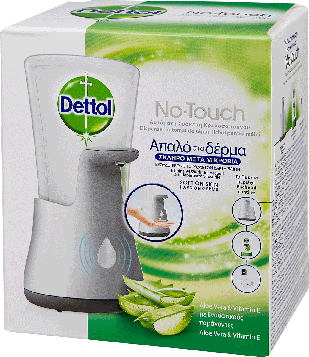 Dettol Υγρο Κρεμοσαπουνο Χεριων με Συστημα No-Touch Aloe Vera, 250ml ...